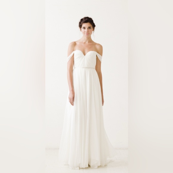 Sarah Seven | Dresses | Sarah Seven Lafayette Offshoulder Cream Dress ...